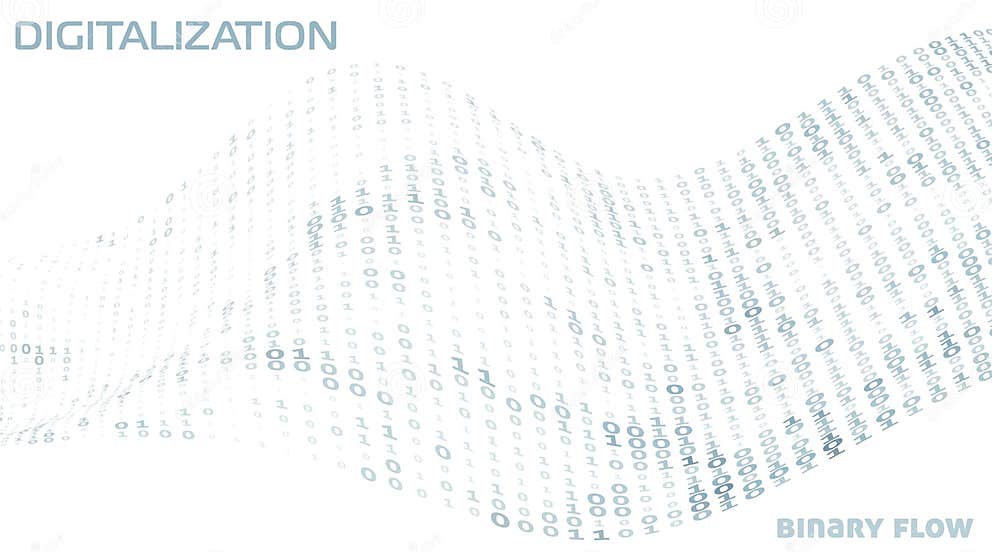 Digitalization. Binary Data Flow by Ones and Zeros Stock Vector - Illustration of binary ...