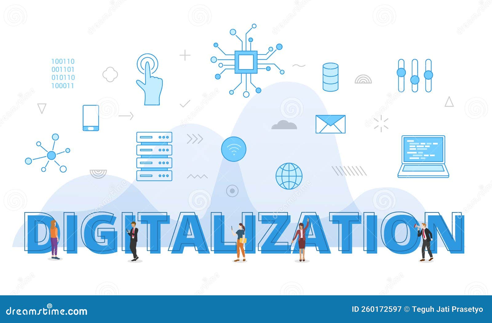 Digitalization Concept With Circle Icon For Website Template Or Landing ...