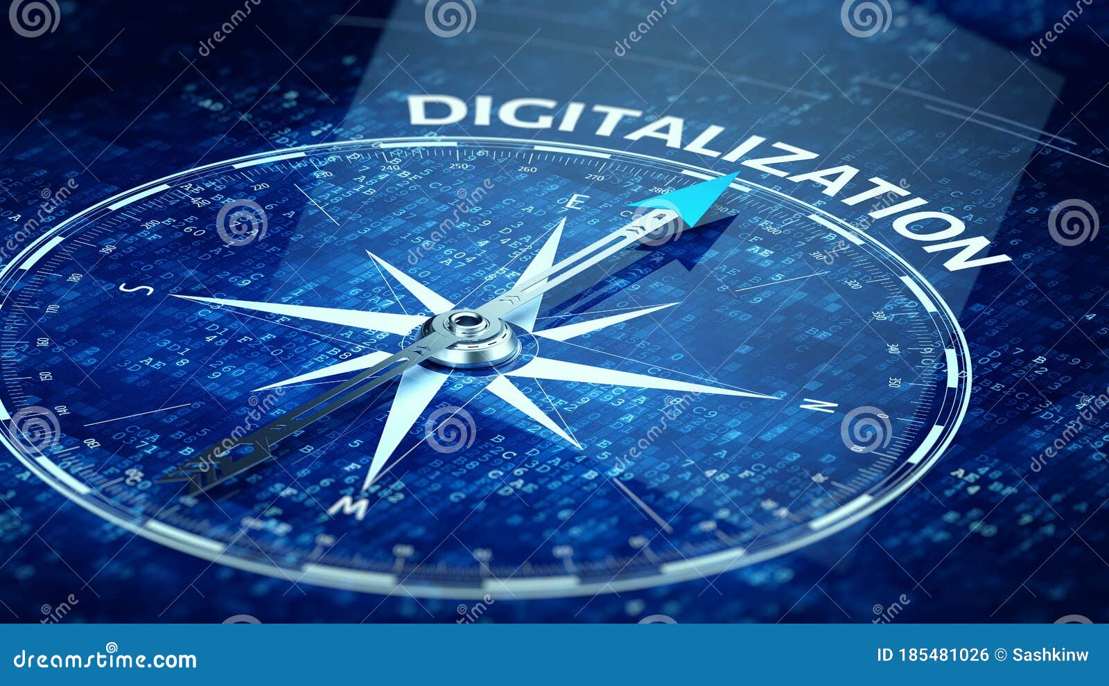 Digitalization Concept - Compass Needle Pointing Digitalization Word ...
