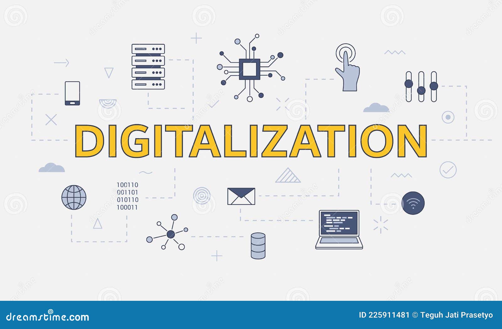 Digitalization Concept With Circle Icon For Website Template Or Landing ...