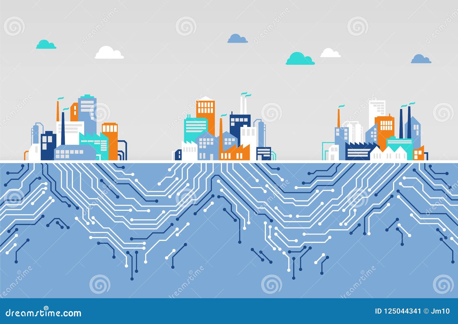 Digitalization Concept / Iot / Company Network - Flat Illustration ...