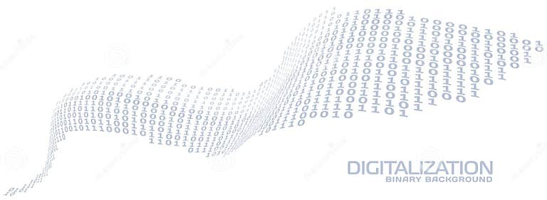 Digitalization. Digital Binary Curved Stream. Vector Graphics Stock Vector - Illustration of ...