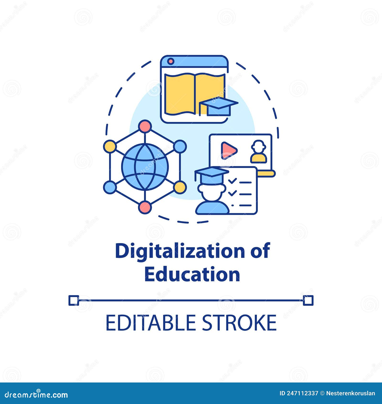 Digitalization Of Education Blue Gradient Concept Icon Vector ...
