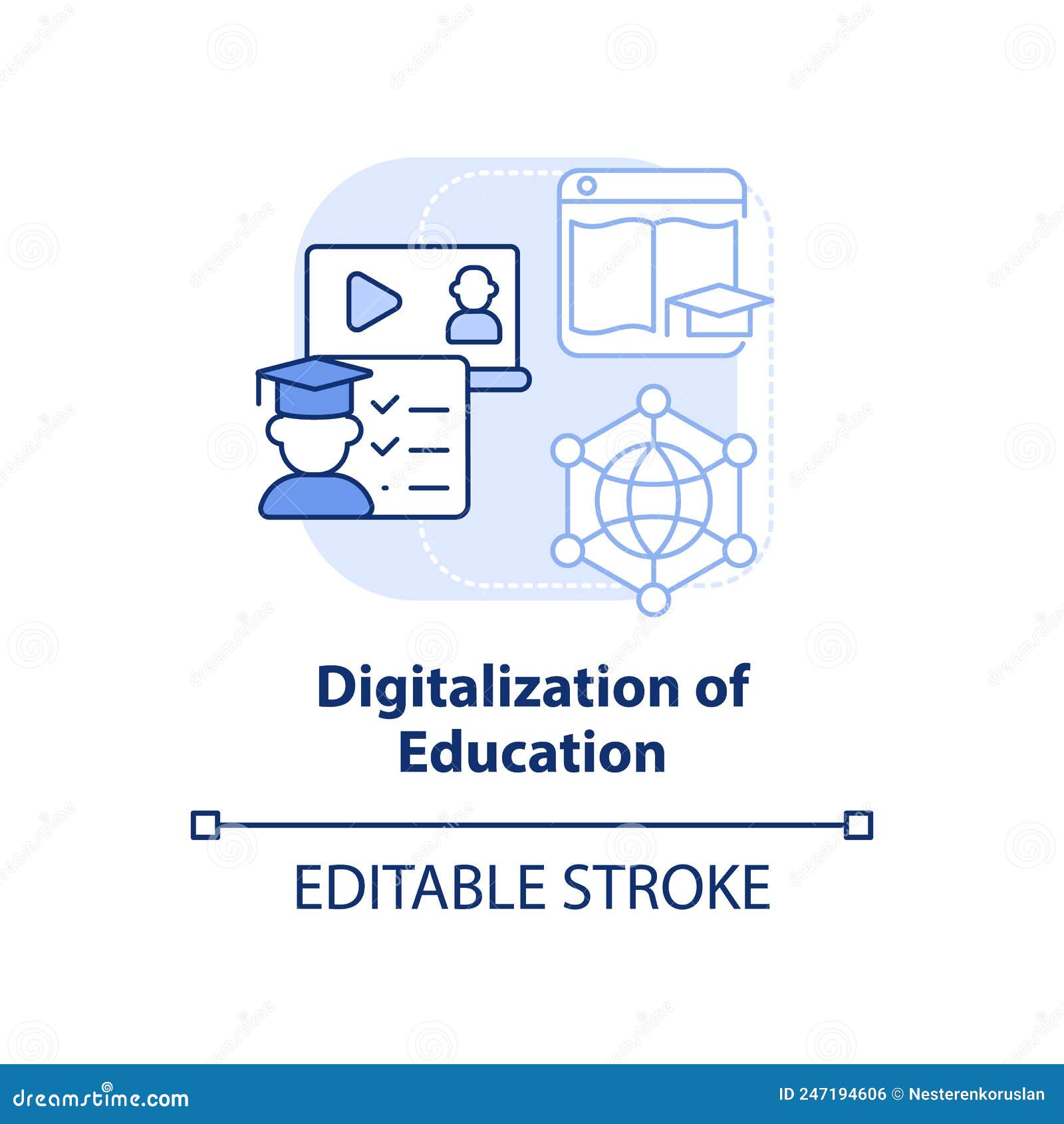Digitalization Of Education Blue Gradient Concept Icon Vector ...
