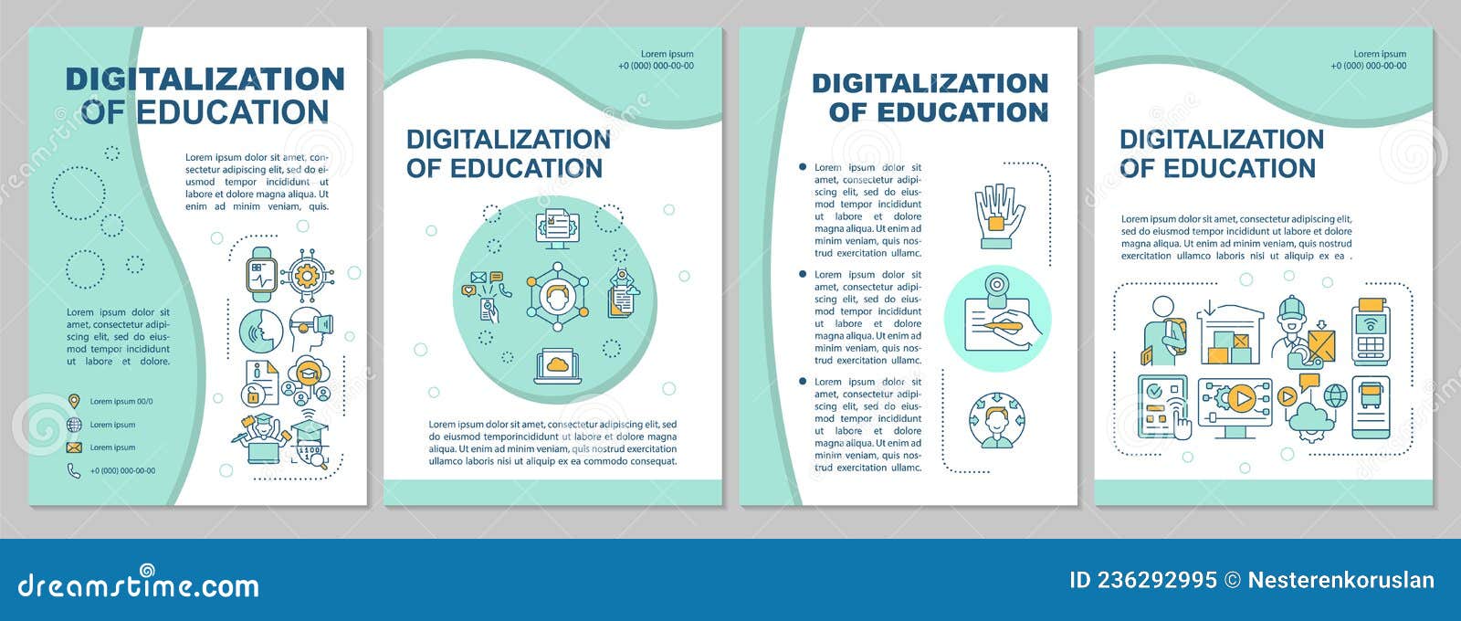 Digitalization of Education System Brochure Template Stock Vector ...