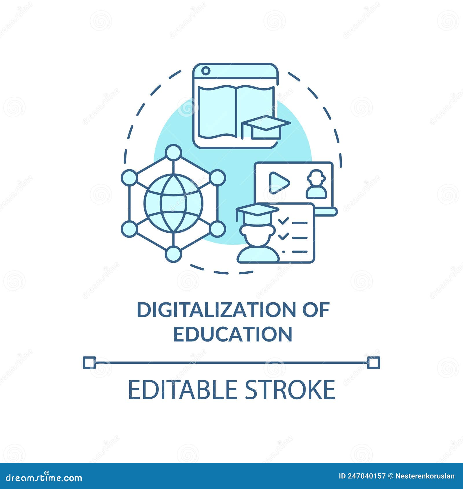 Digitalization Of Education Blue Gradient Concept Icon Vector Illustration | CartoonDealer.com ...