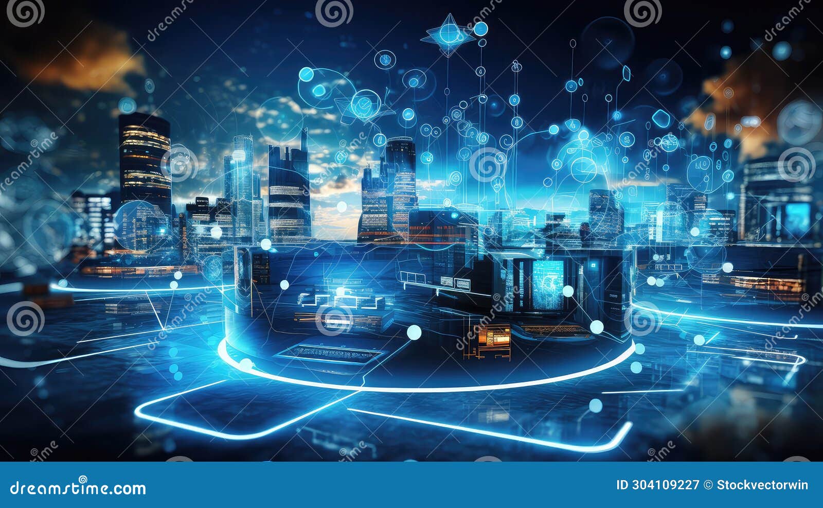 Digitalization Future Internet Background Royalty-Free Cartoon ...