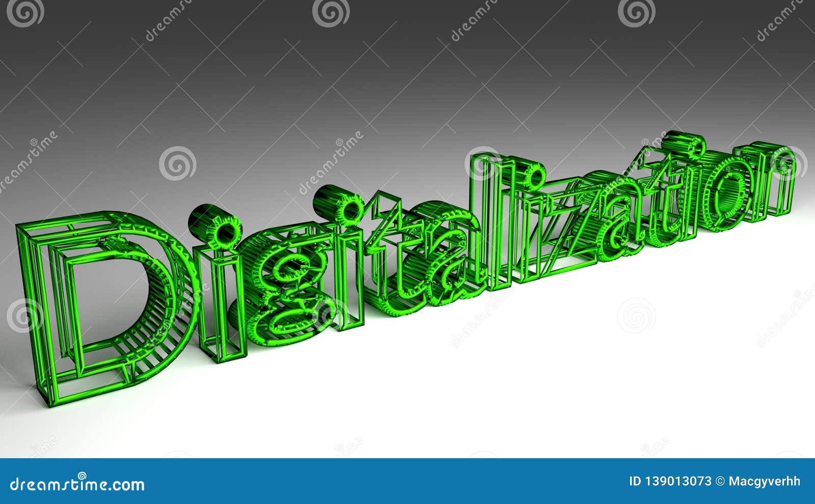 Digitalization Sign in Green and Glossy Letters Stock Illustration ...
