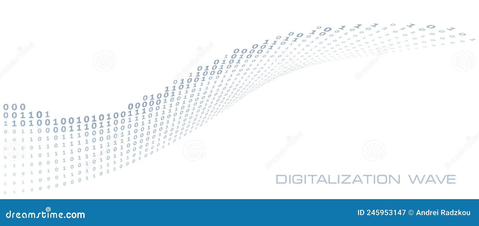 Digitalization Wave. Curved Line of Ones and Zeros Stock Vector ...