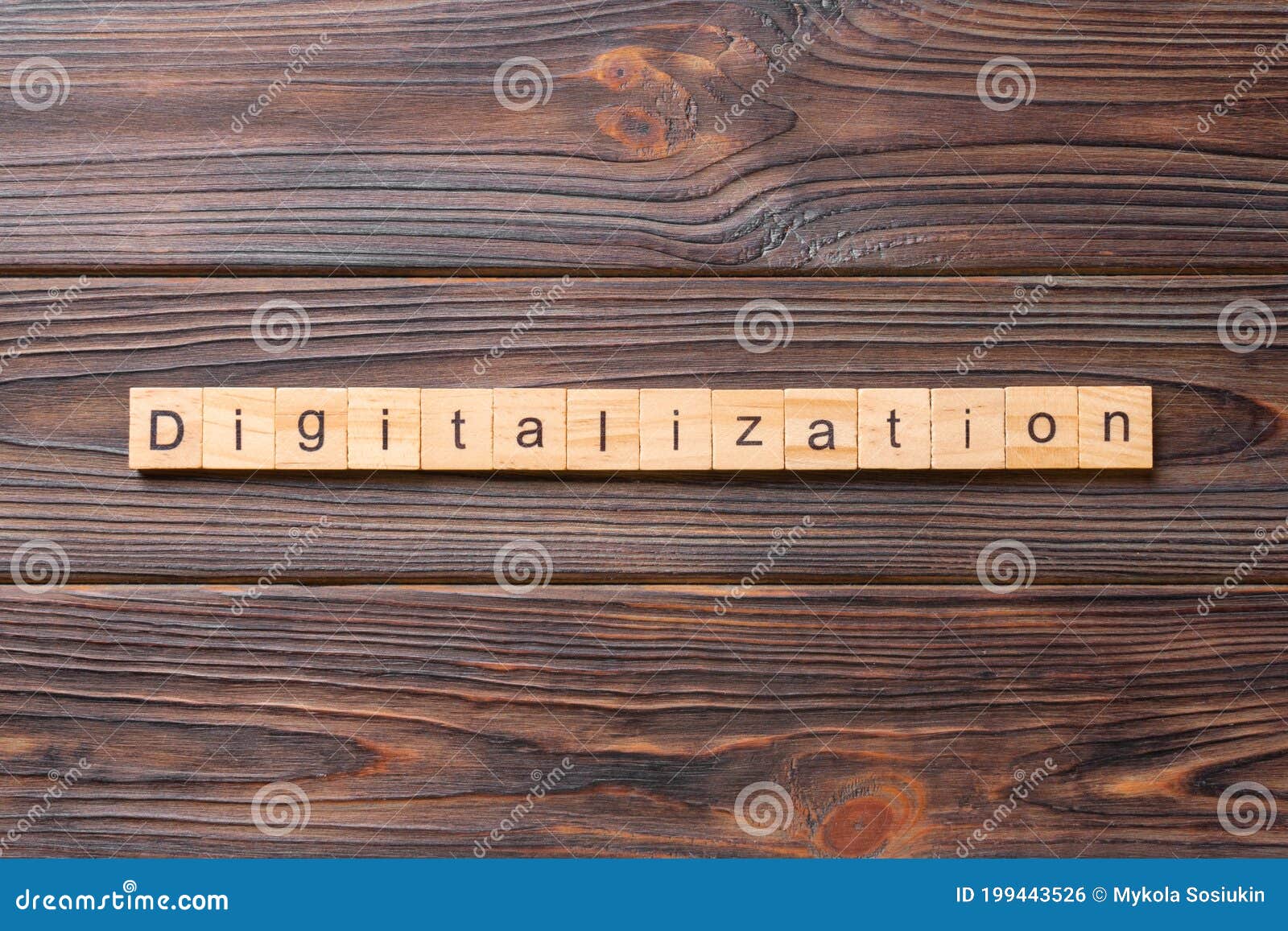 Digitalization Word Written on Wood Block. Digitalization Text on ...