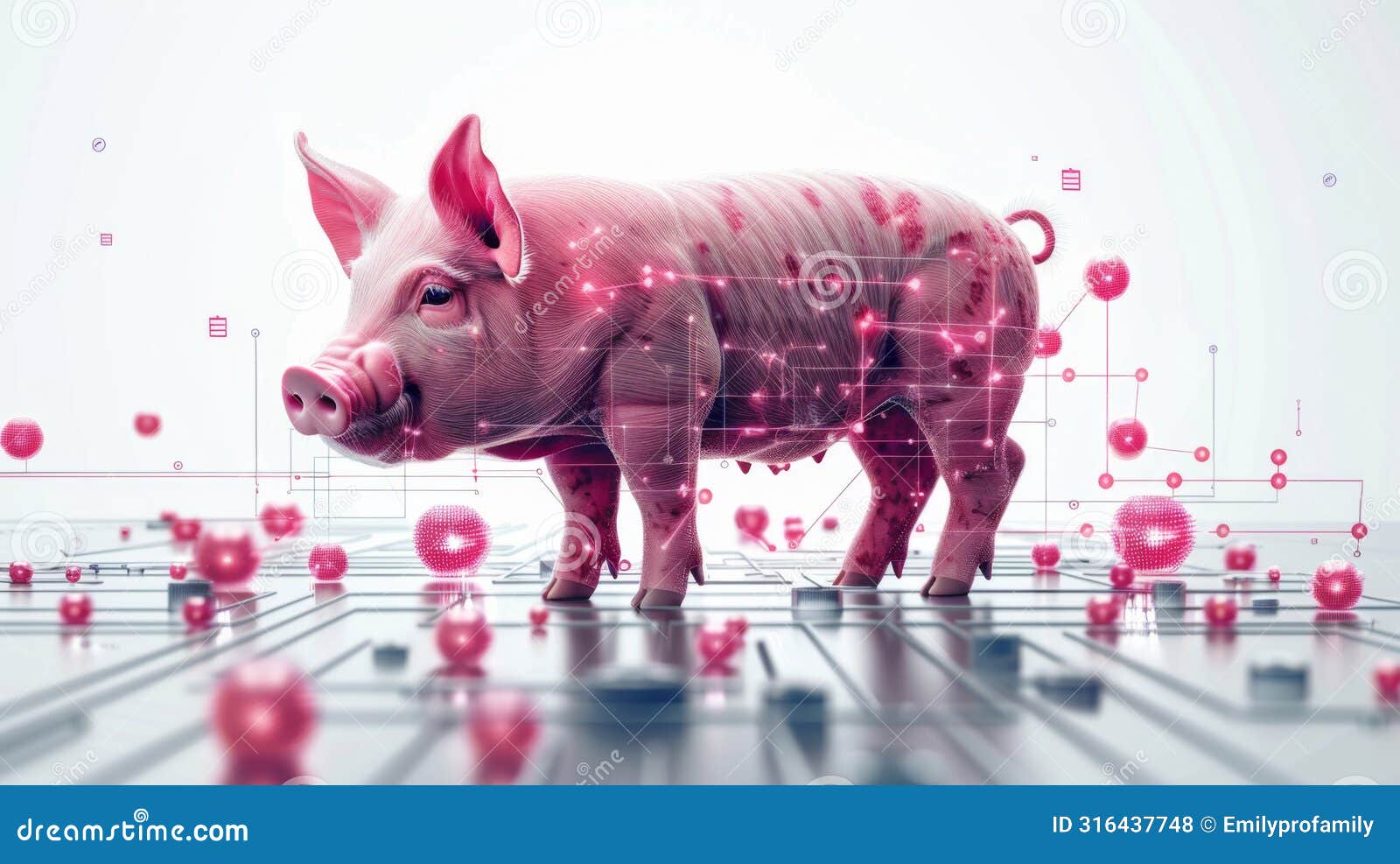 Digitalized Pig Concept Representing Futuristic Animal Technology Stock ...