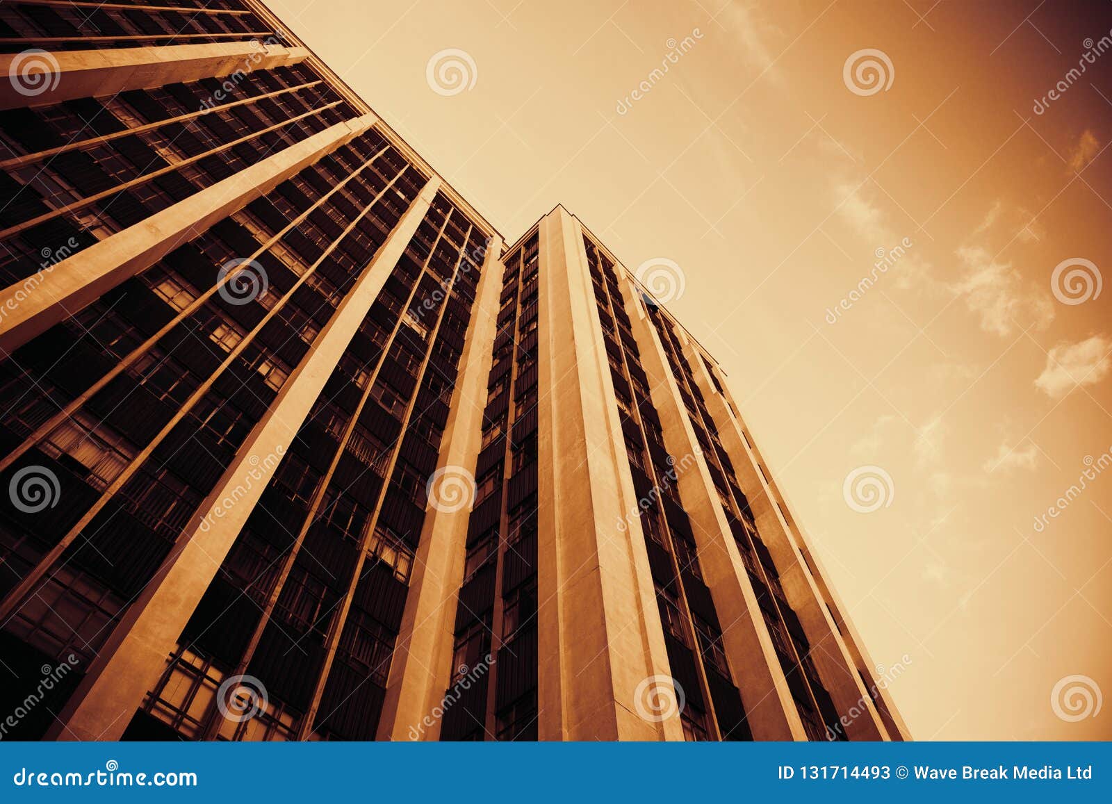 Low Angle View of Office Building Against Blue Sky Stock Image - Image ...