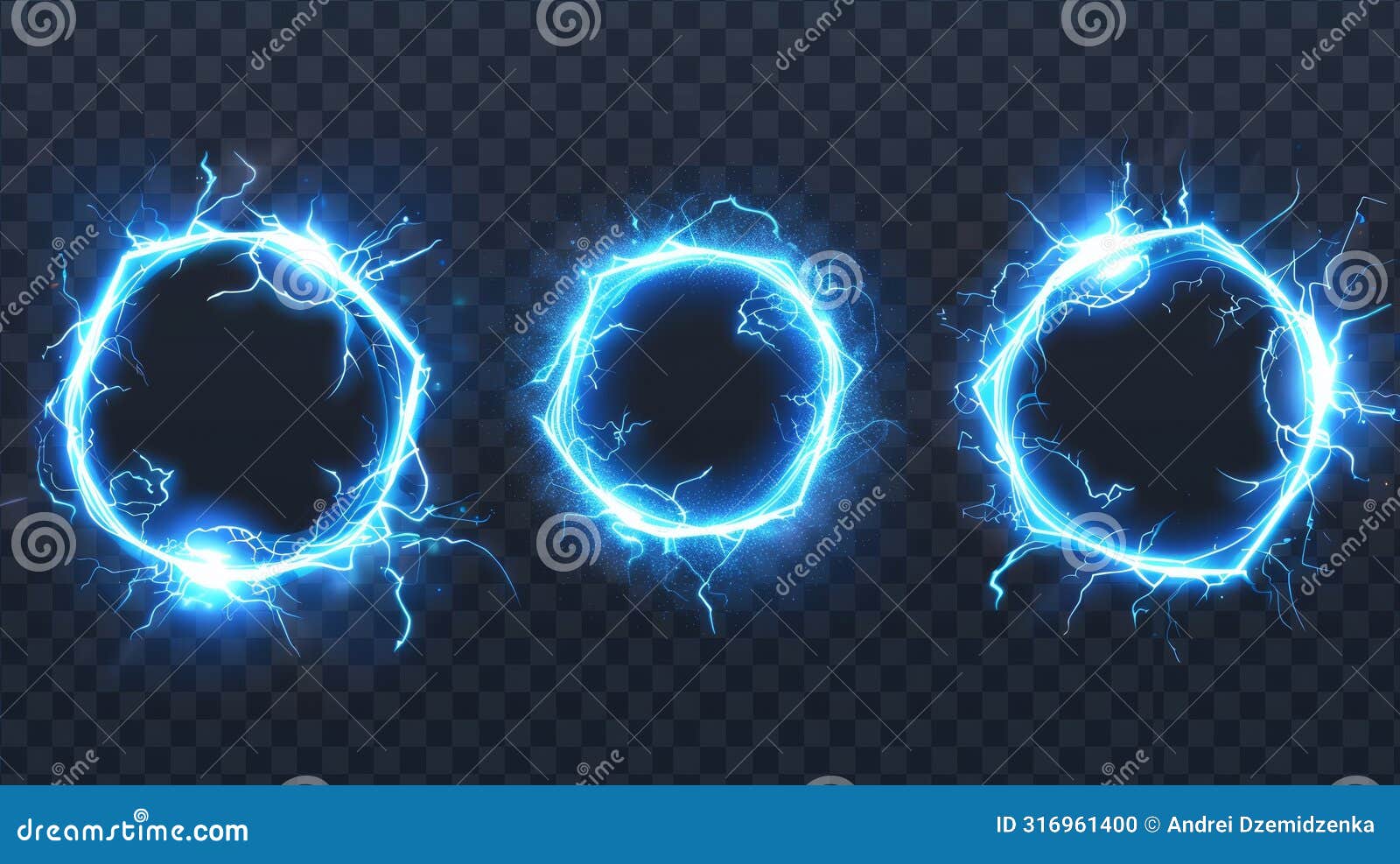 Digitally Animated Lightning Frames with Circle Borders in Front and ...