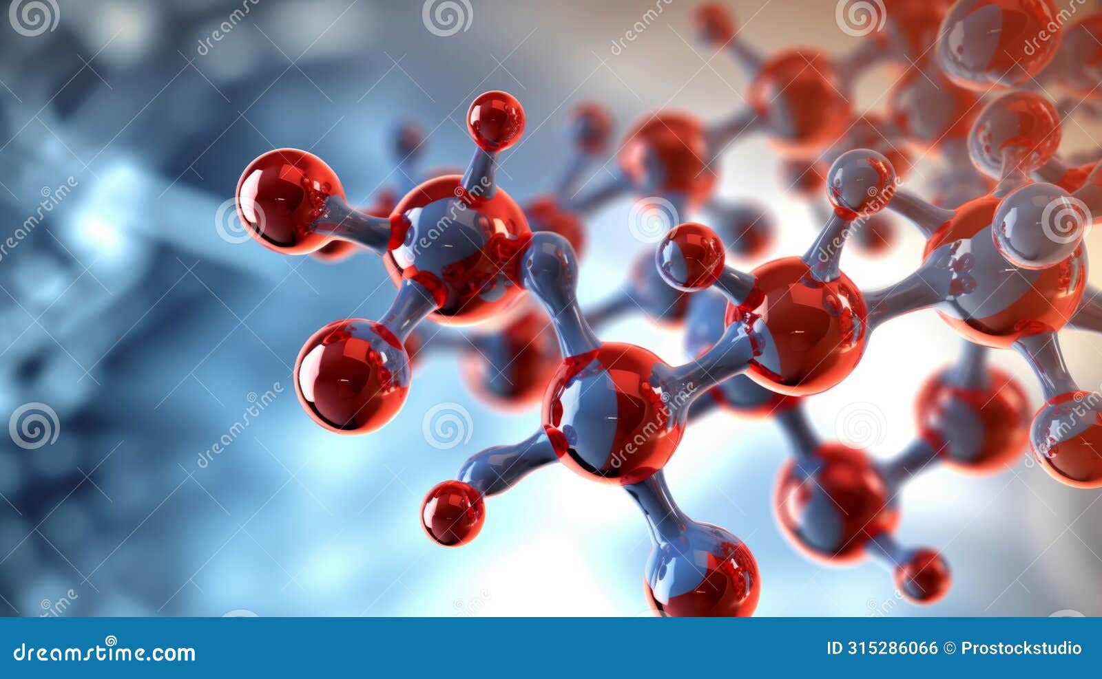 3D Rendering of Red Molecule Structure Stock Illustration ...