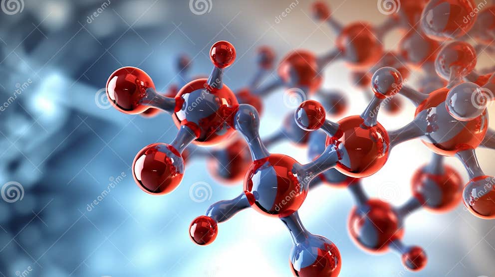 3D Rendering of Red Molecule Structure Stock Illustration ...