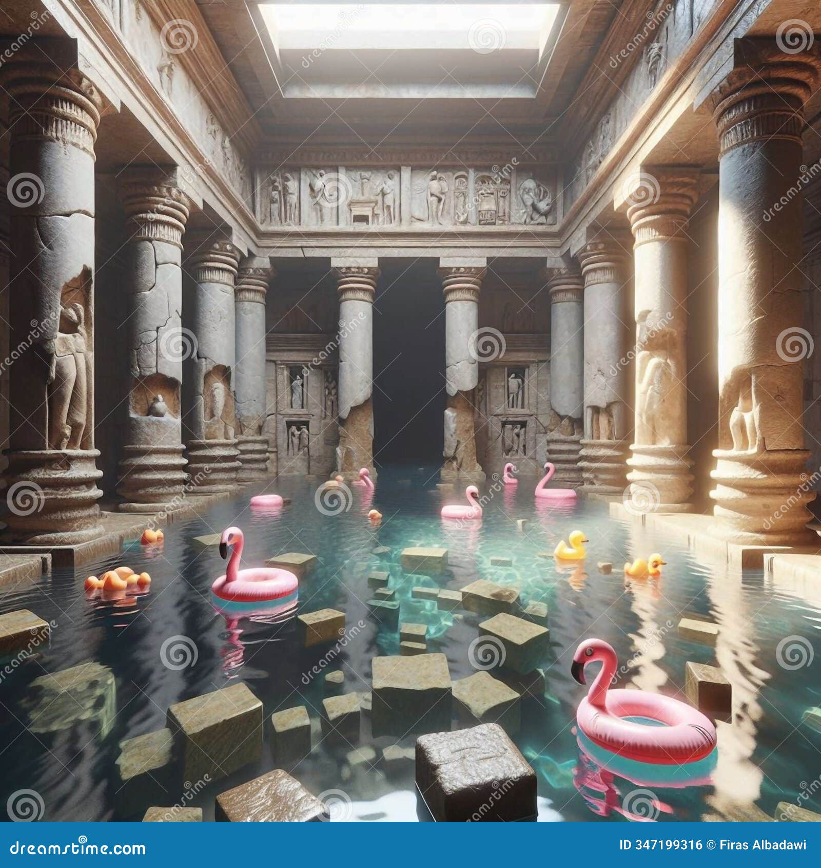 A Digitally-created Image of an Underground Temple or Structure with ...