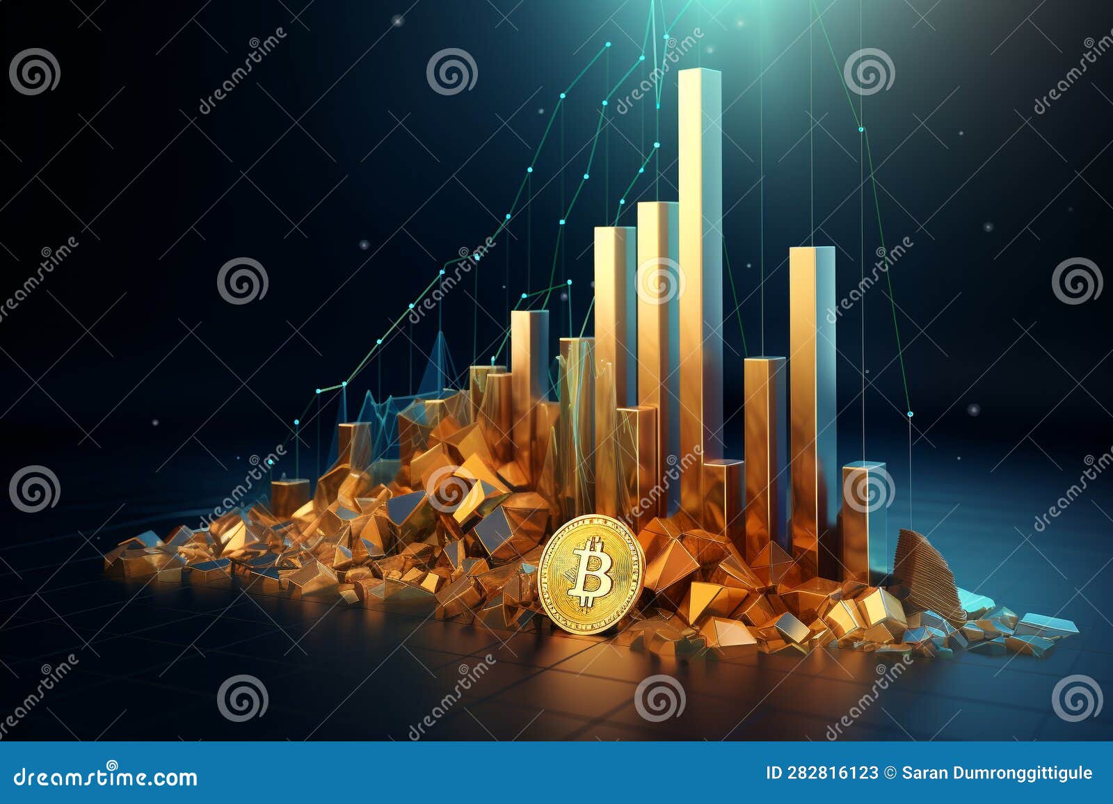 Digitally Crafted Image of Upward Trending Graph Signifying Bitcoin S ...