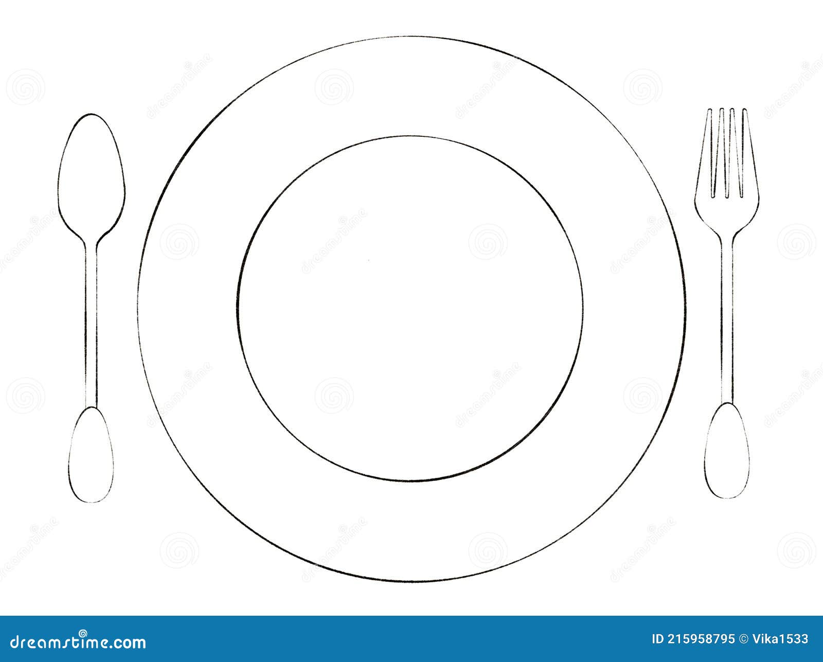 Digitally Drawn Coloring Page with Illustrations of Vintage Plate ...