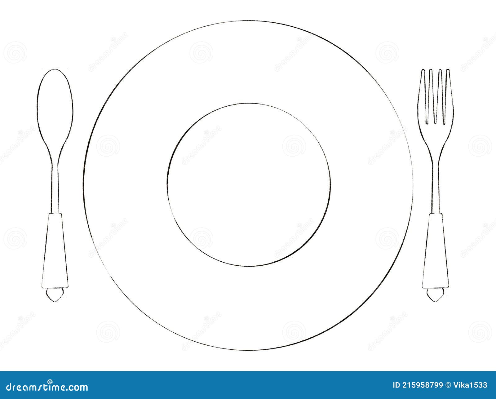 Digitally Drawn Coloring Page with Illustrations of Vintage Plate ...