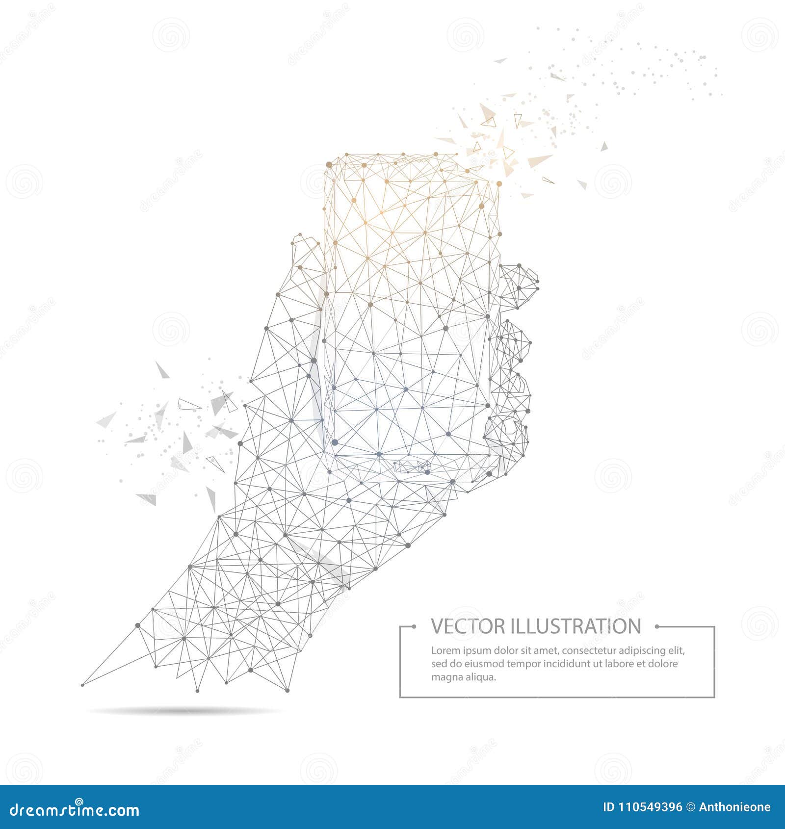 Digitally Drawn Thinkers Head And Brain Black Low Poly Wire Frame ...