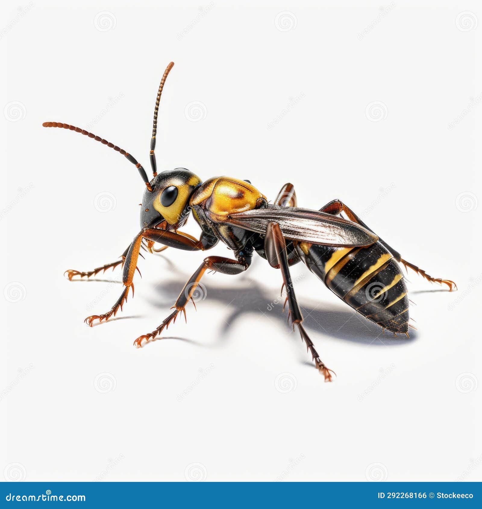 Realistic Rendering of Yellow and Black Wasp on White Surface Stock ...