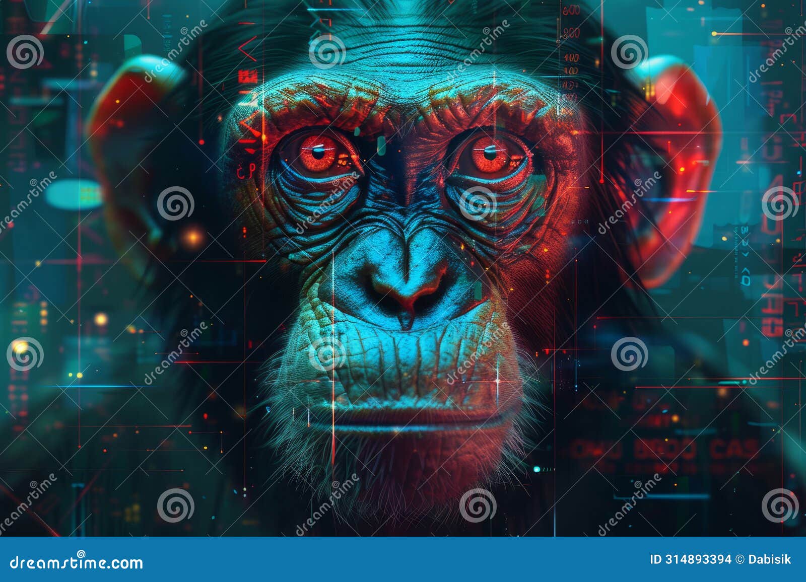 Digitally Enhanced Monkey with Artificial Intelligence in Futuristic ...