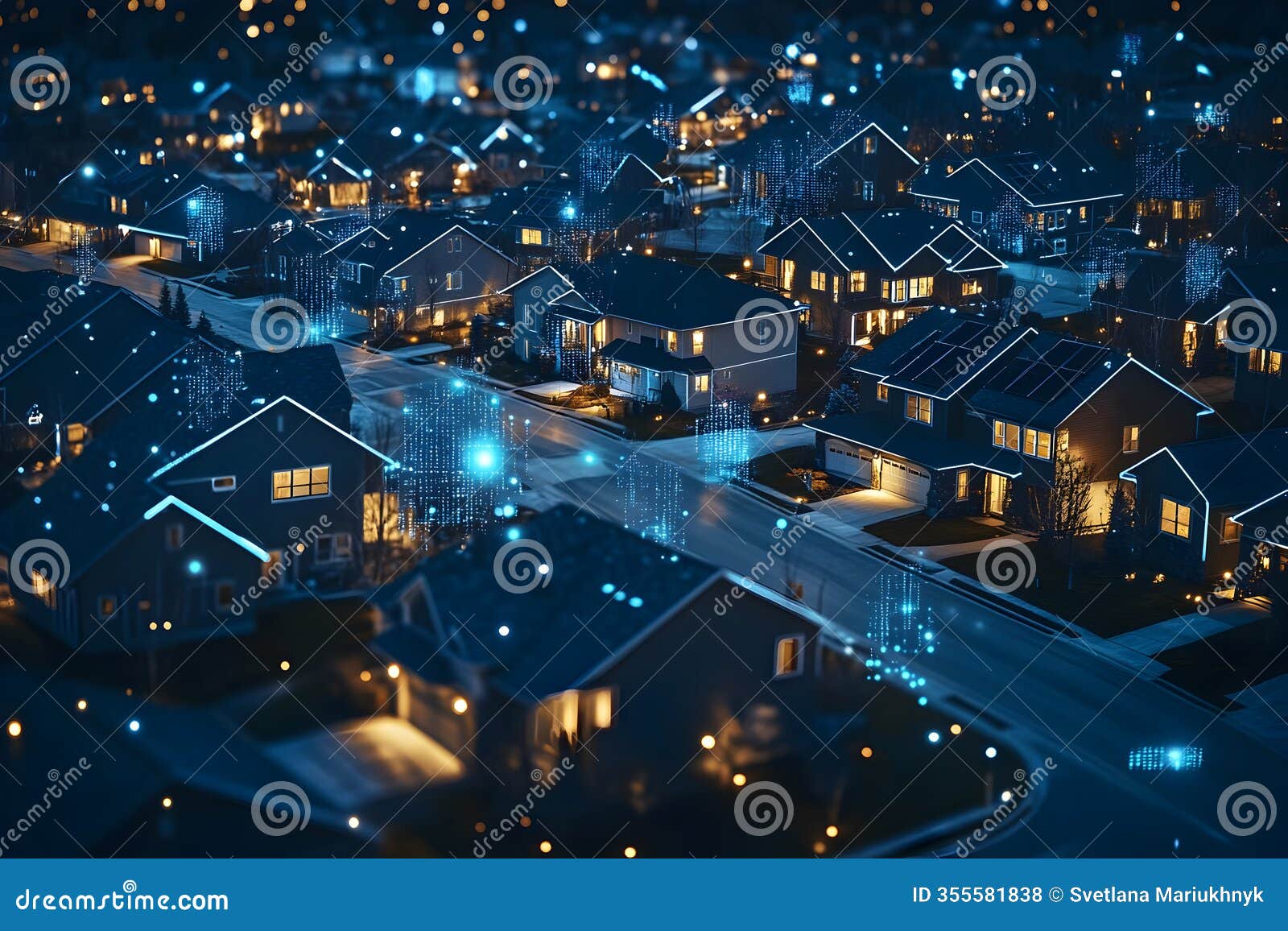 Digitally Enhanced Suburban Area with Connected Homes and Data ...