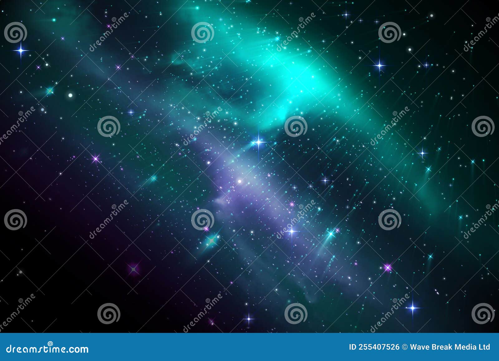 Aurora Shimmering in Night Sky Stock Illustration - Illustration of ...