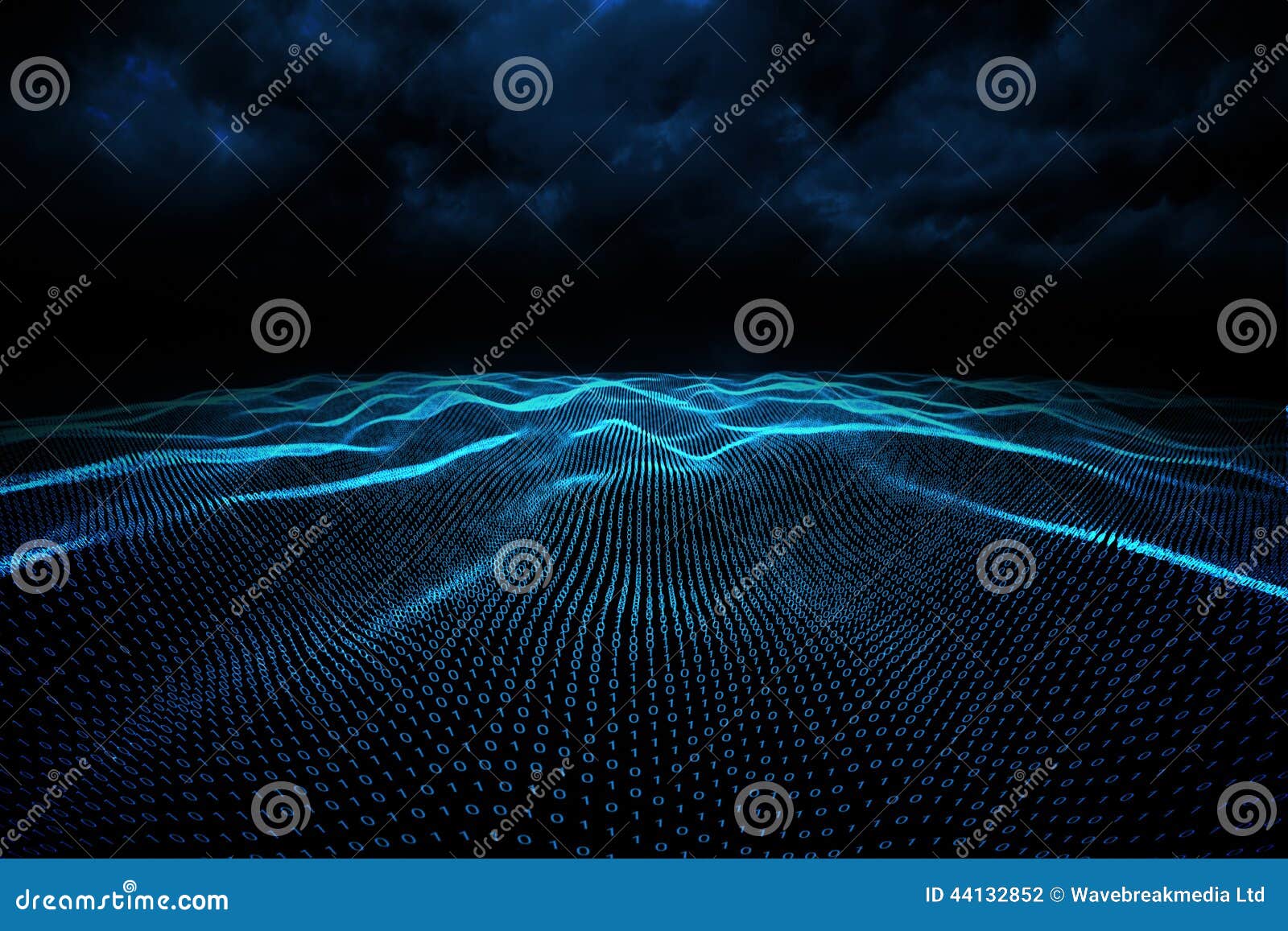 Digitally Generated Binary Code Landscape Stock Illustration - Illustration of light, space ...
