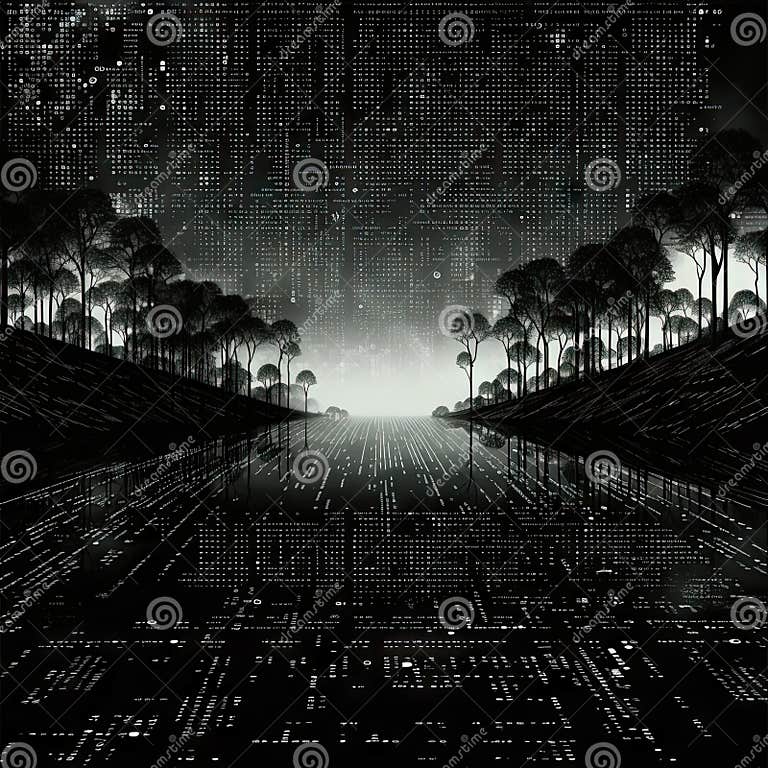 Digitally Generated Binary Code Landscape Stock Photo - Image of ...