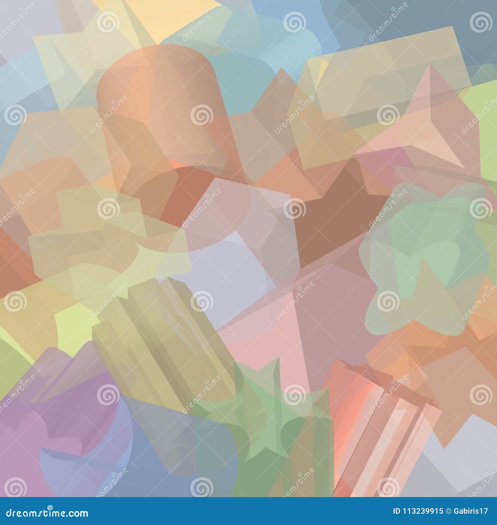 Digitally Generated 2D Shapes Extruded, Overlapping, in Vague Colors ...