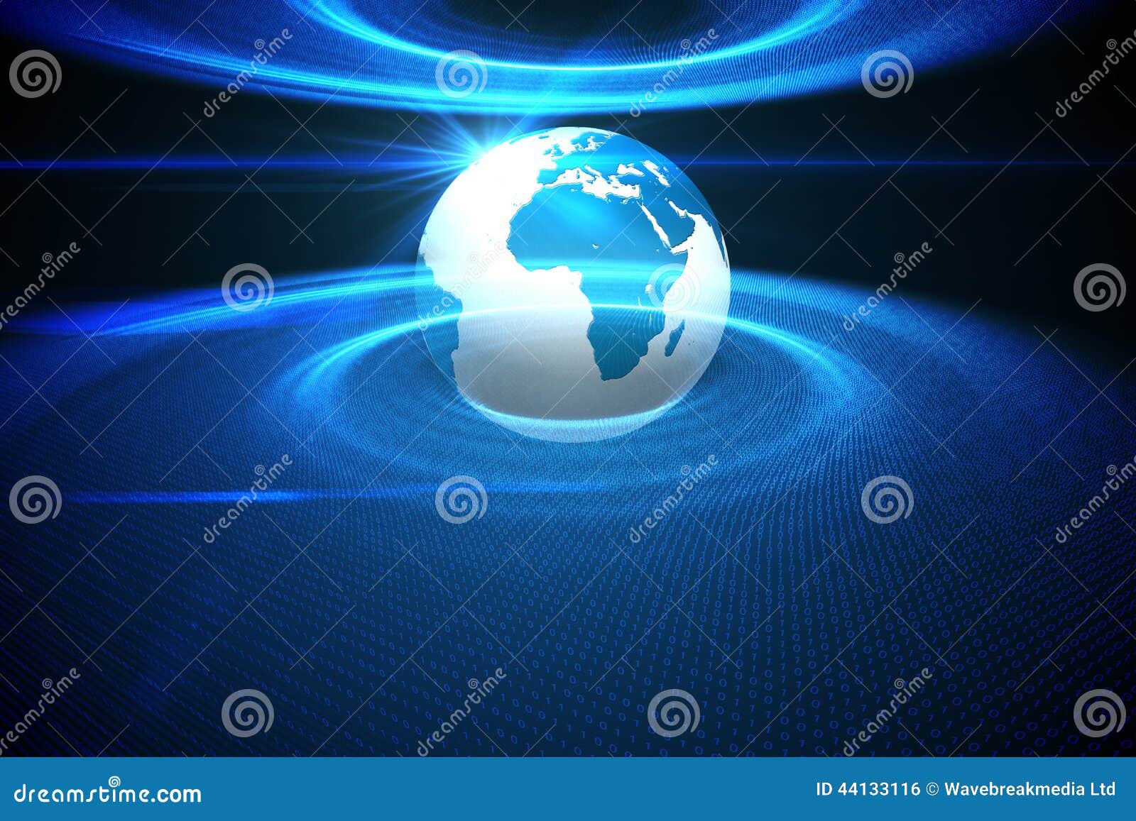 Digitally Generated Earth with Blue Light Stock Illustration ...