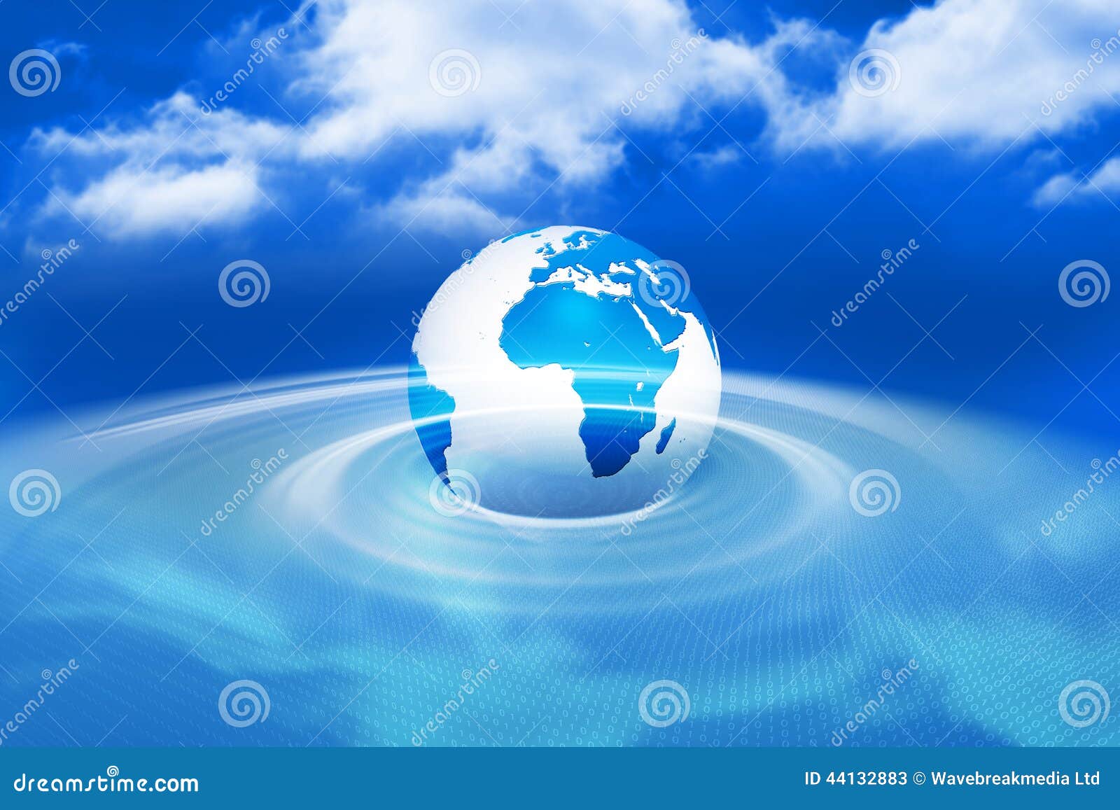 Digitally Generated Earth with Blue Light Stock Illustration ...