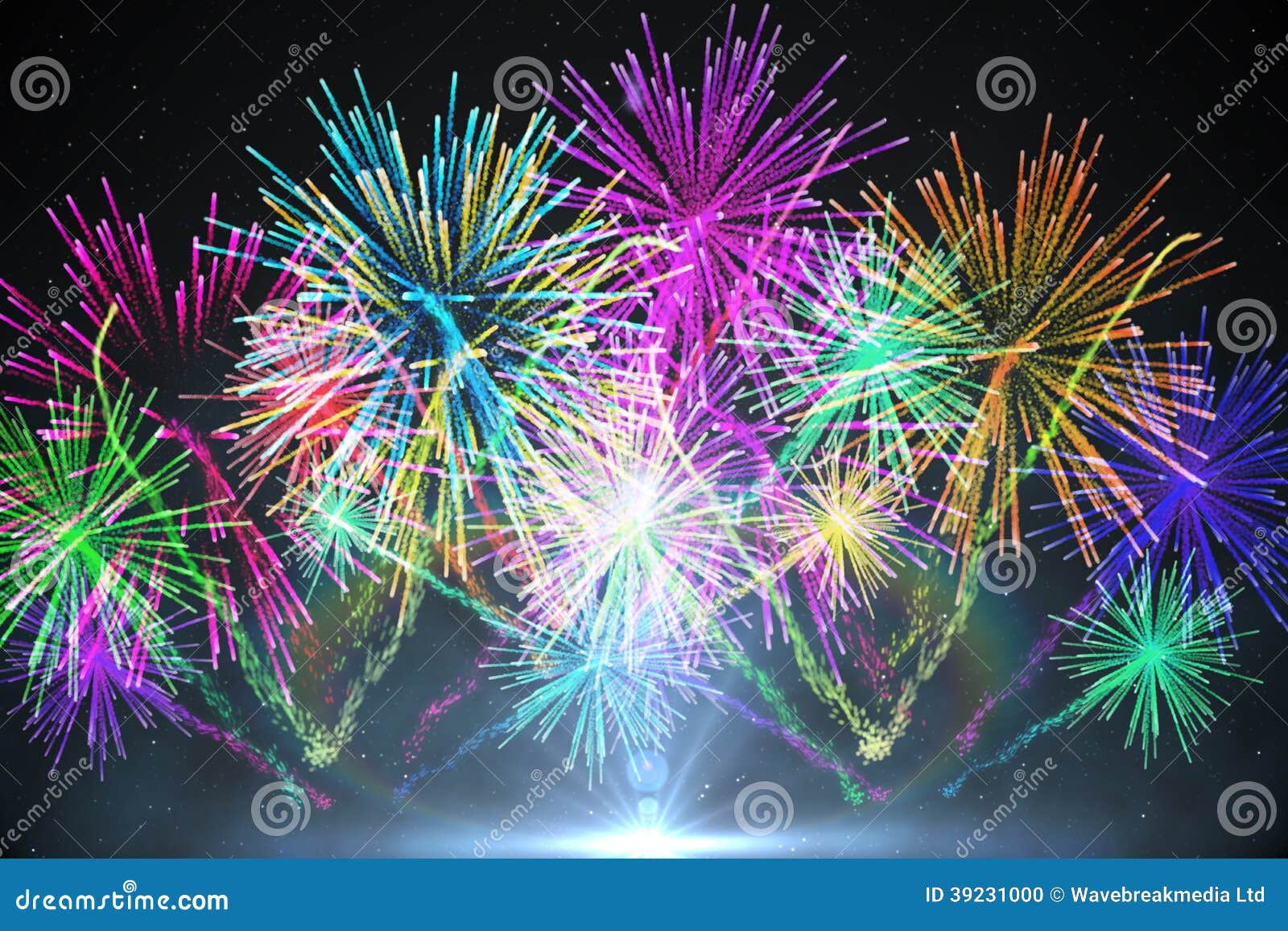 Digitally Generated Firework Design Stock Illustration - Illustration ...
