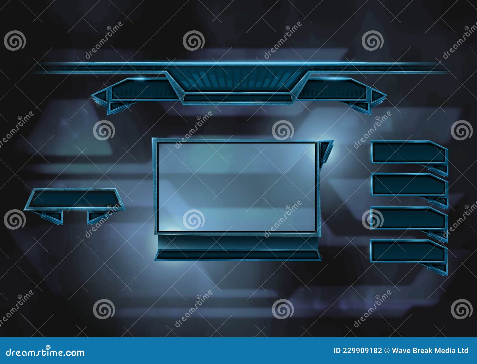 Digitally Generated Image of Blue Desktop Computer Icon Against Grey ...