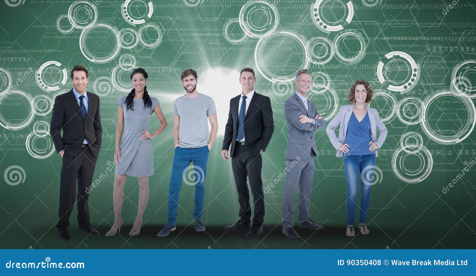 Digitally Generated Image of Confident Business People with Tech ...