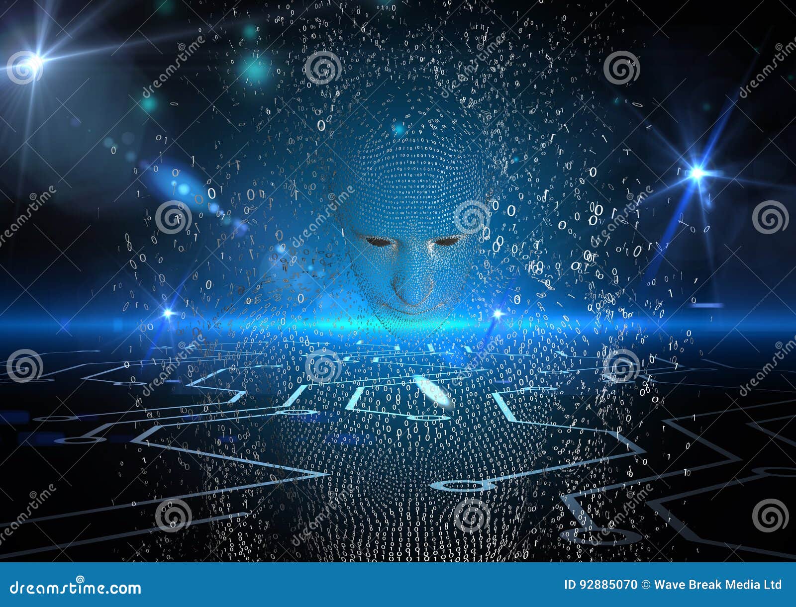 Digitally Generated Image of 3d Human Over Abstract Glowing Background ...