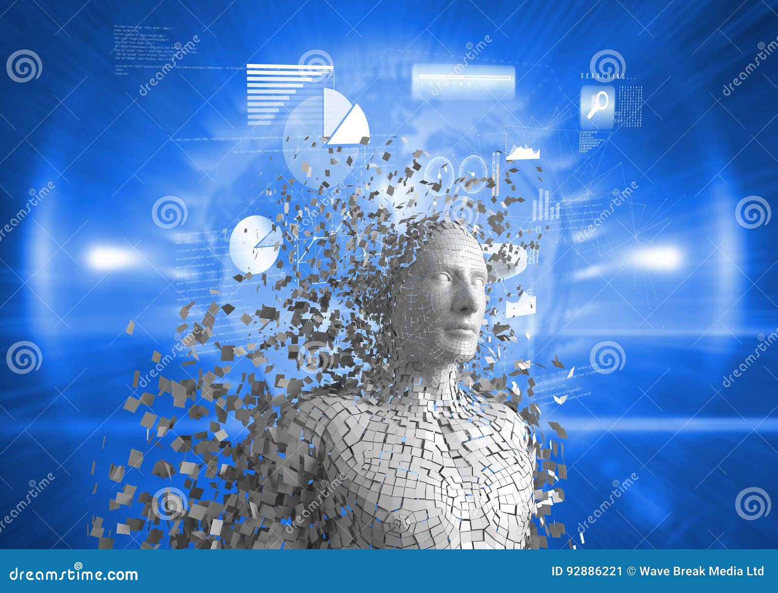 Digitally Generated Image of 3d Human Over Blue Background Stock Image ...
