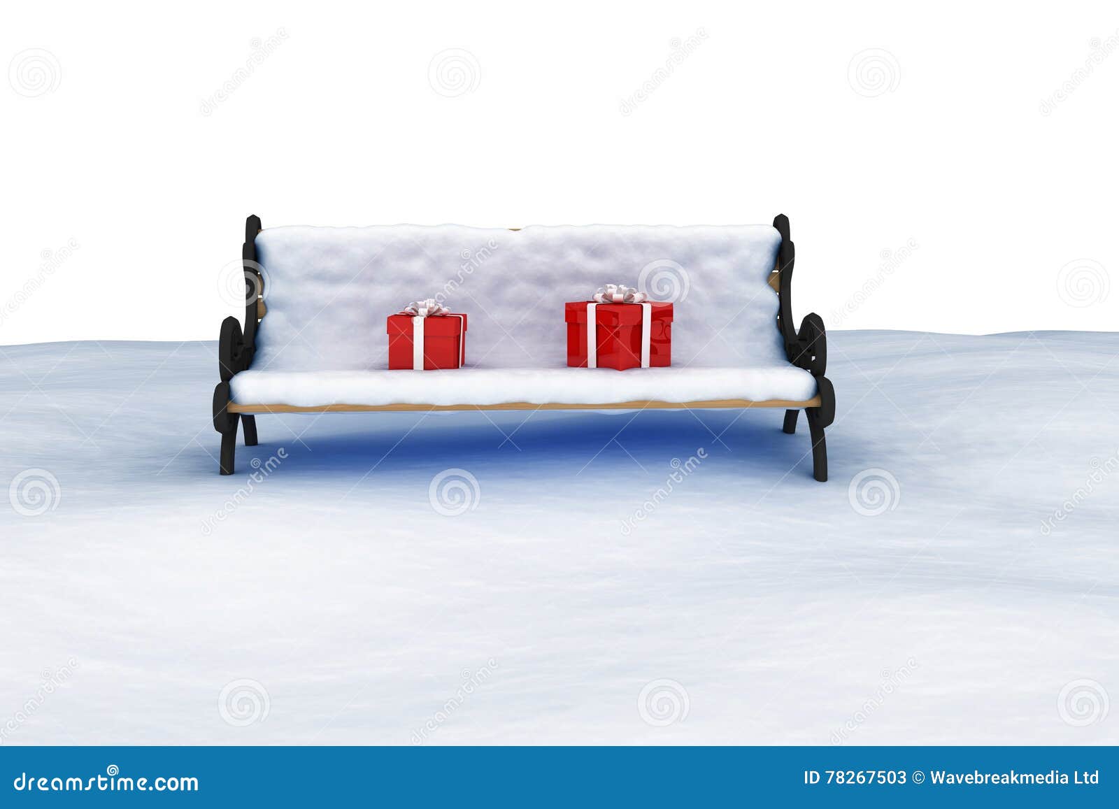 Digitally Generated Image of Gift Boxes on Park Bench Stock ...