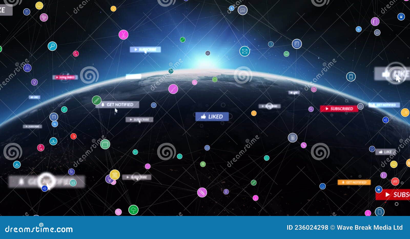Digitally Generated Image of Global Connections with Computer Network ...
