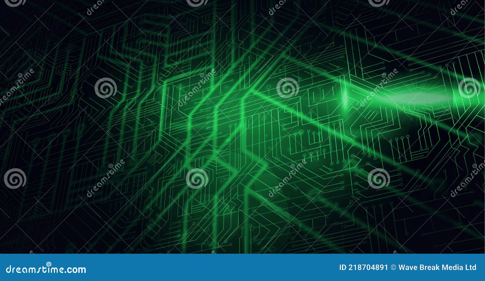 Digitally Generated Image of Glowing Green Microprocessor Connections ...
