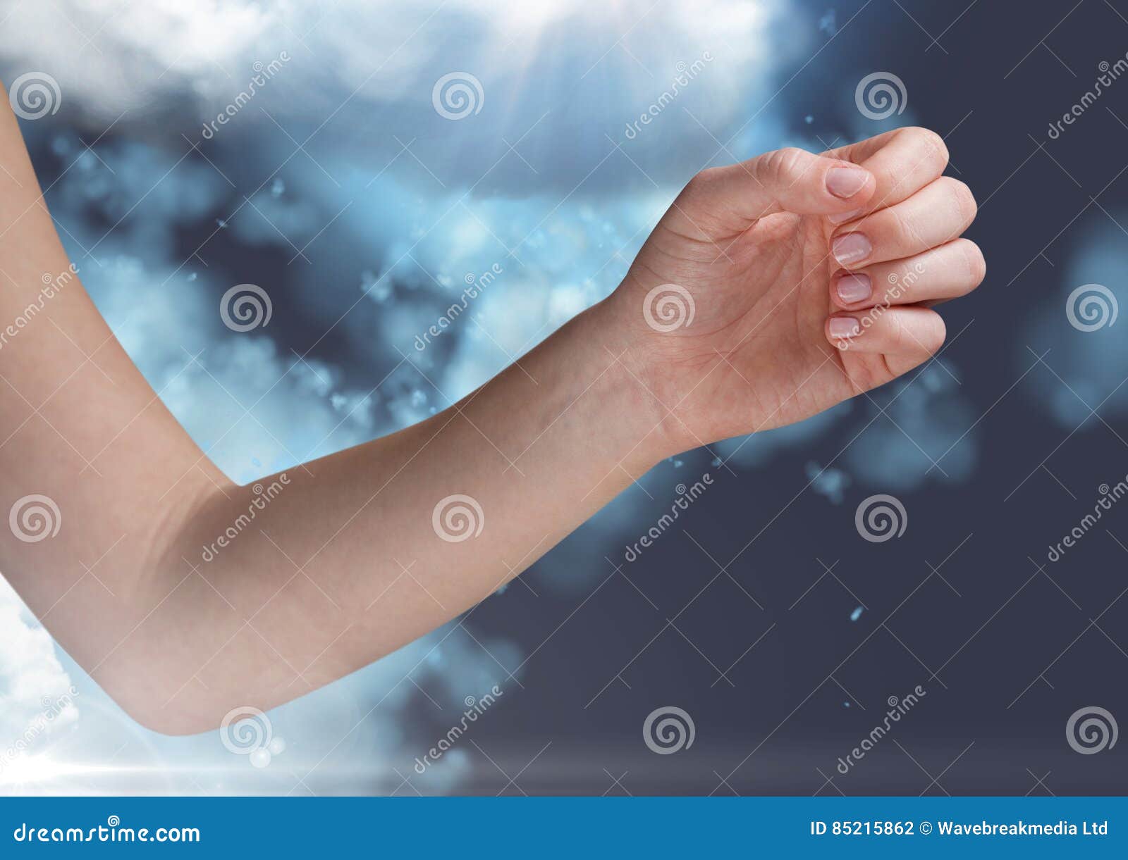 Digitally Generated Image of Hand Againt Cloud Stock Illustration ...