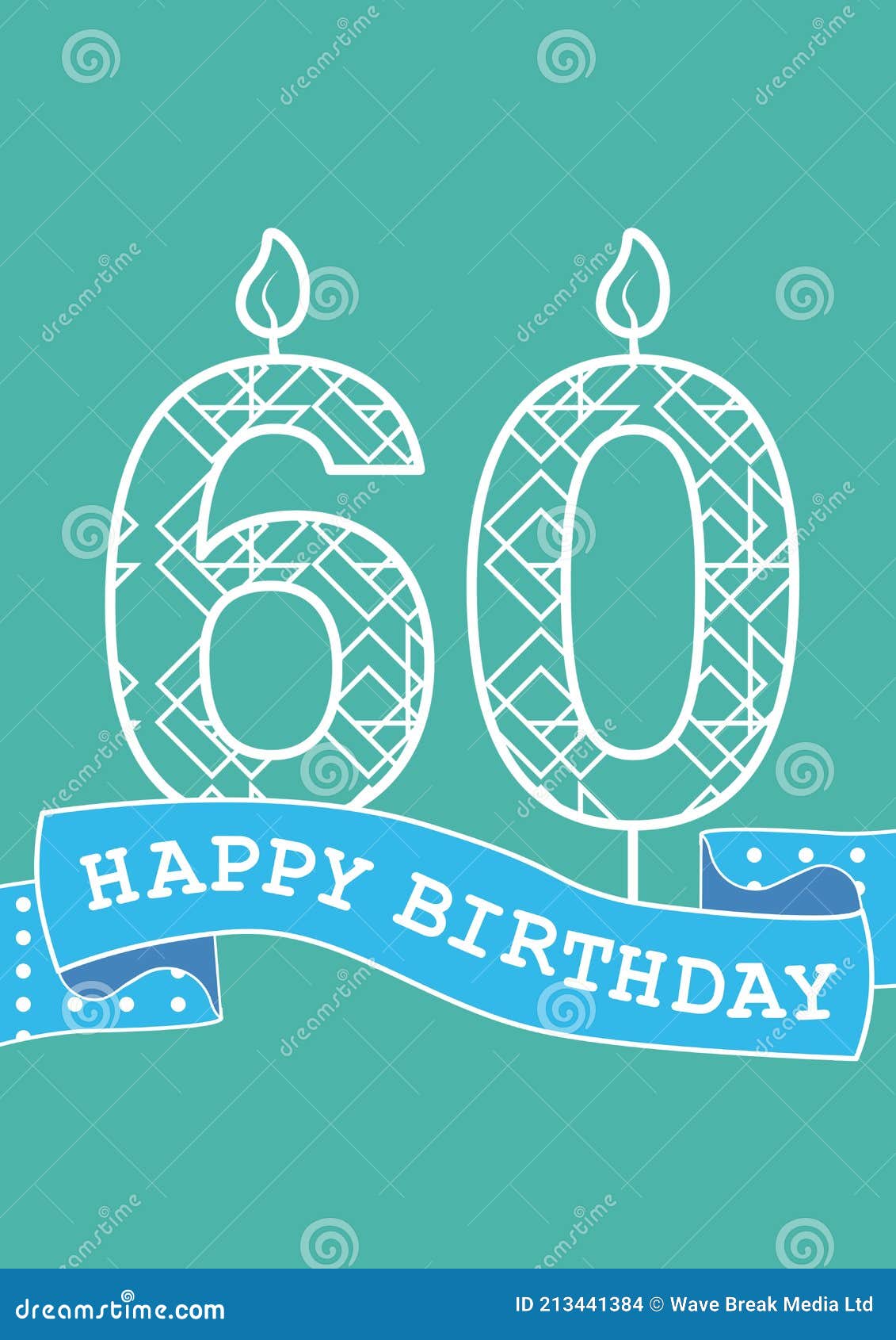 Digitally Generated Image of Happy 60th Birthday Text Against Green ...