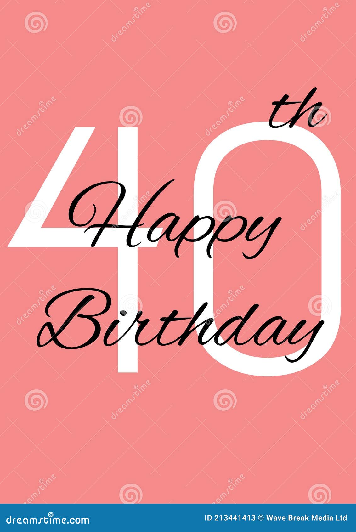 Digitally Generated Image of Happy 40th Birthday Text Against Orange ...