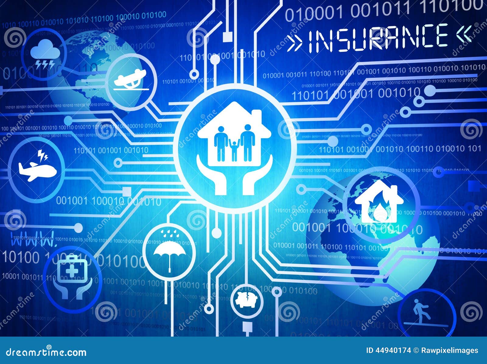 Digitally Generated Image of Insurance Concepts Stock Illustration ...