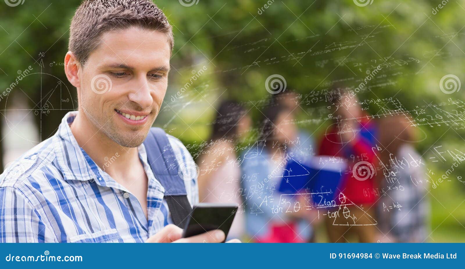 Digitally Generated Image of Male College Student Using Phone by ...