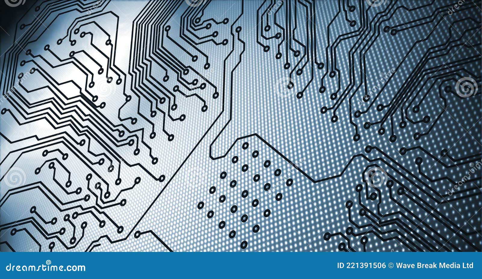 Digitally Generated Image of Microprocessor Connections Against Rows of ...