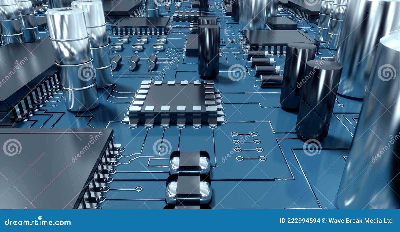 Digitally Generated Image of Microprocessor Connections Over Electronic ...