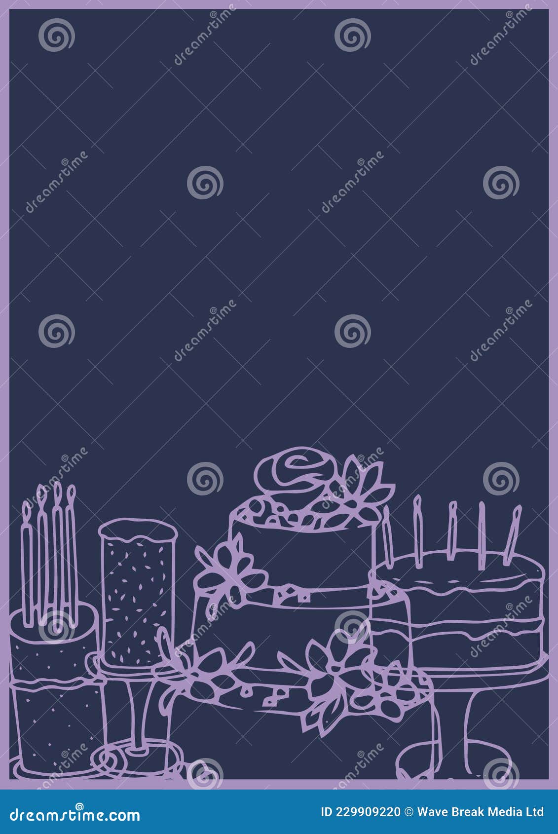 Digitally Generated Image of Multiple Cake Icons with Copy Space on ...