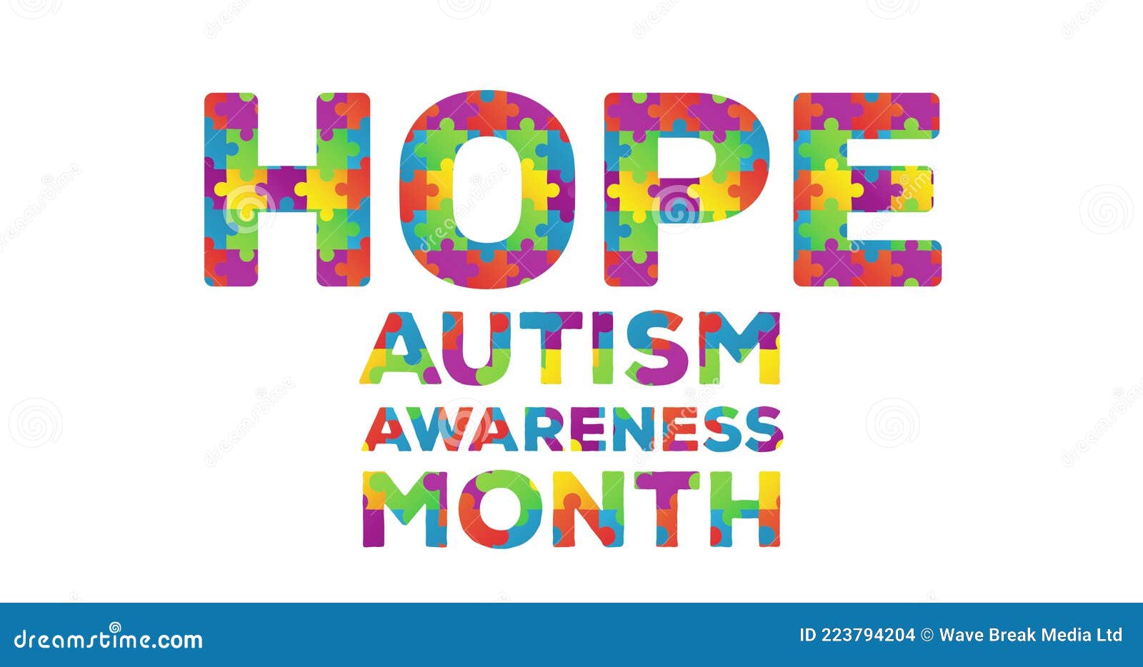 Digitally Generated Image of with Puzzle Elements Forming Hope Autism ...